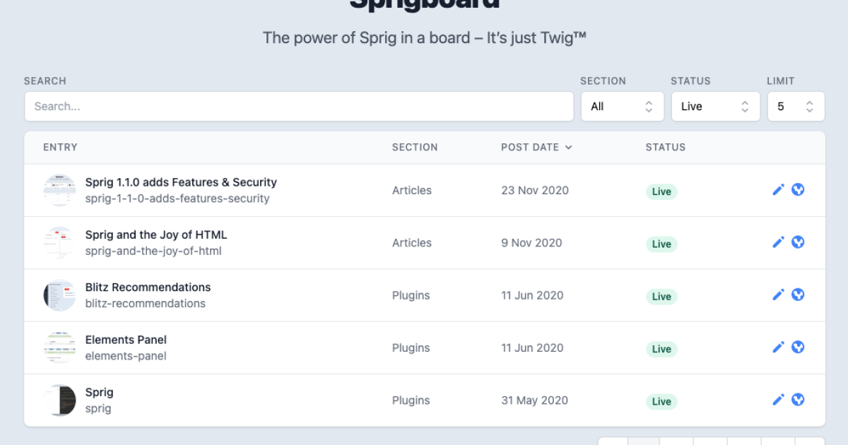 Sprig – A reactive Twig component framework for Craft.